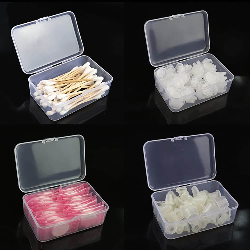 4 Pcs Clear Plastic Storage Containers Small Bead Organizer Boxes Portable Travel Pill Cases with Hinged Lid