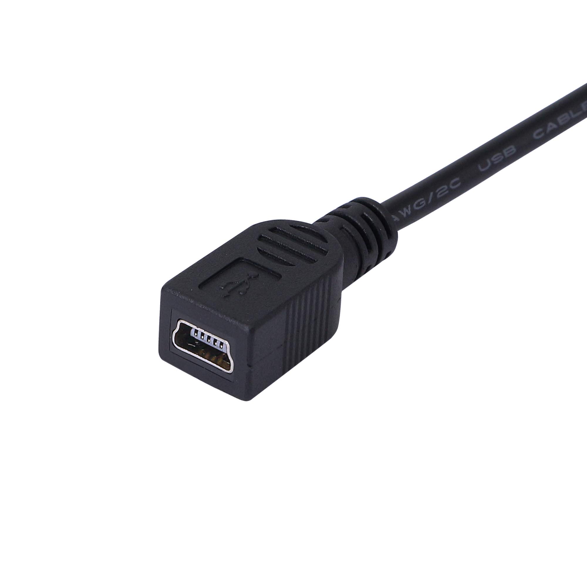 CERRXIAN 9Inch Mini USB Cable Combo Mini USB Female to Right Angle & Left Angle Male Data Sync and Charge Extension Cable (Black)(2-Pack) RL