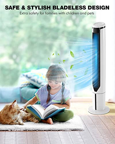 ARLIME Portable Air Conditioner, Evaporative Tower Cooling Fan with Remote, 70° Oscillation, 3 Speeds & 9-Hour Timer, Swamp Cooler with 4 Ice Packs, Tower Cooler Air Cooler for Room Home Office, 41In