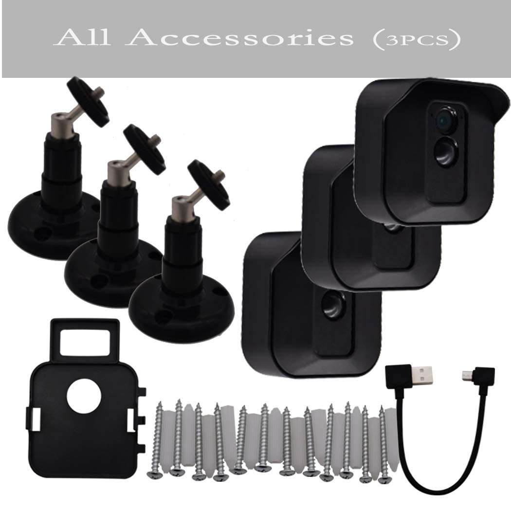 All-New Blink Camera Wall Mount Bracket, Weather Proof 360° Protective Plastic Housing Cover and Adjustable Wall Mount Bracket for Blink Indoor Outdoor Home Security Camera System Black(3Pack)
