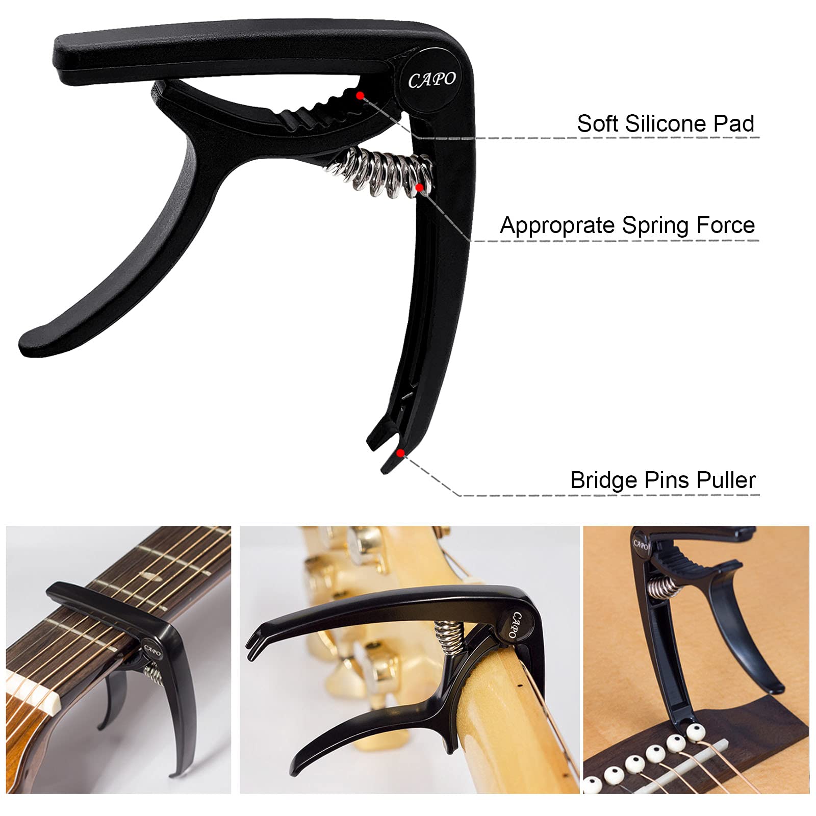 Anvin Acoustic Guitar Accessories Kit Guitar Strings Replacement Changing Tool Including Guitar Acoustic Strings, Picks, Capo, String Winder, Bridge Pins, Picks for Guitar Players Beginners (48 Pcs)