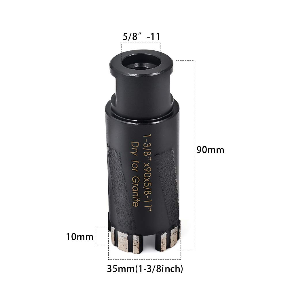 Diapro 2Pcs/ Box 1-3/8'' Dry Diamond Core Drill Bit 5/8'-11 Thread for Granite 35mm Masonry Coring