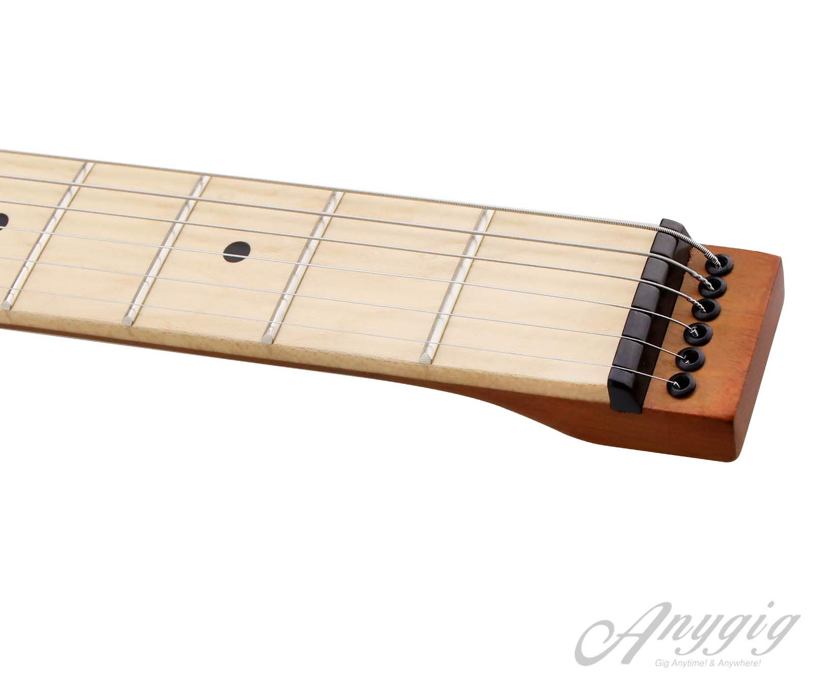 Anygig Electric Guitar Practice Portable Travel 82CM 1.6KG Brown Matte Sapele Mahogany 25.5" Full Scale with Gigbag Right Handed Gift Idea