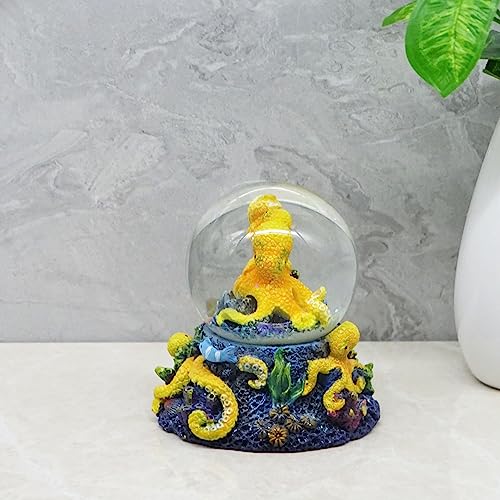 3.75 inch Mother and Child Octopus Snow Globe, Octopus Statue ,Sparkling Water Globe Doll, Collectible Novelty Decorations, Suitable for Home Decoration, for Birthday, Decorations and Gifts