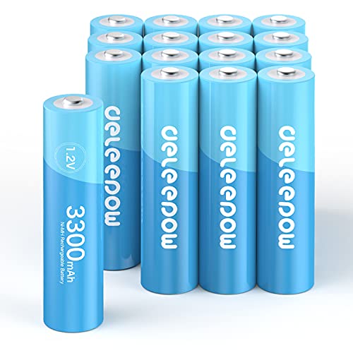 Deleepow AA Rechargeable Batteries 3300mAh 1.2V Nimh AA Rechargeable Batteries 16-Pack 1200 Cycles(Only Battery)
