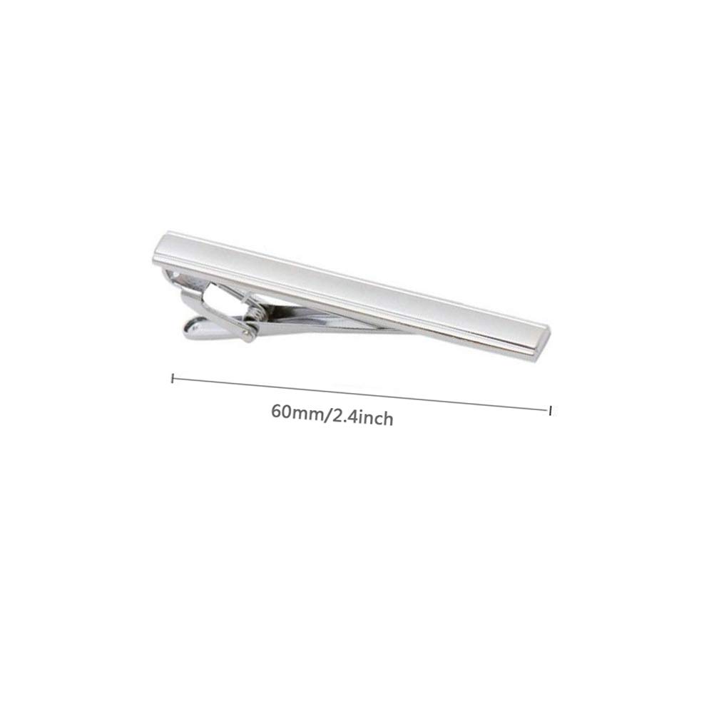 1PCS 2.4Inch Electroplate Copper Simple Men Tie Clips Necktie Bar Pins Clasp for Wedding Anniversary Business and Daily Life (Silver)