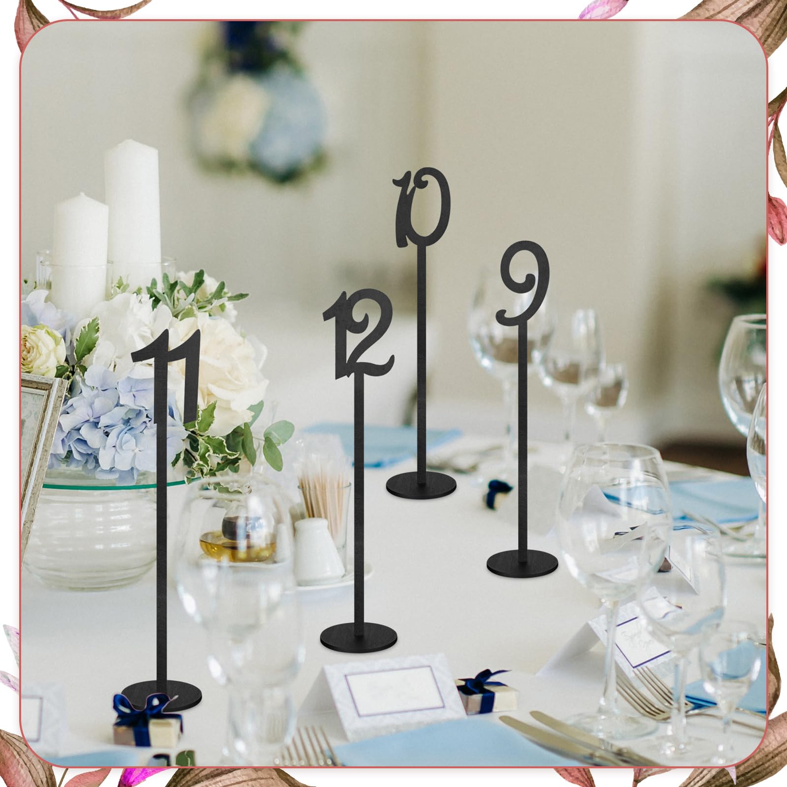 30 Pcs Table Numbers Wedding 1-30 Table Numbers Wood Table Numbers for Wedding Reception Stands Seat Numbers with Holder Base Table Numbers for Wedding Party Event Catering (Black)