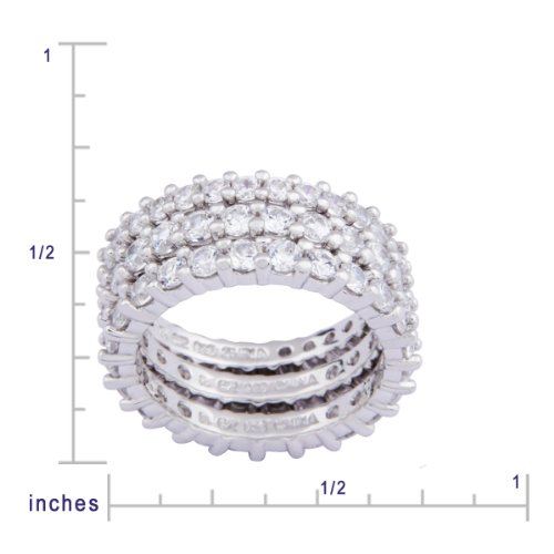 Amazon Essentials Sterling Silver Cubic Zirconia All-Around Band Stacking Ring Set (Set of 3), Size 6.5 (previously Amazon Collection)