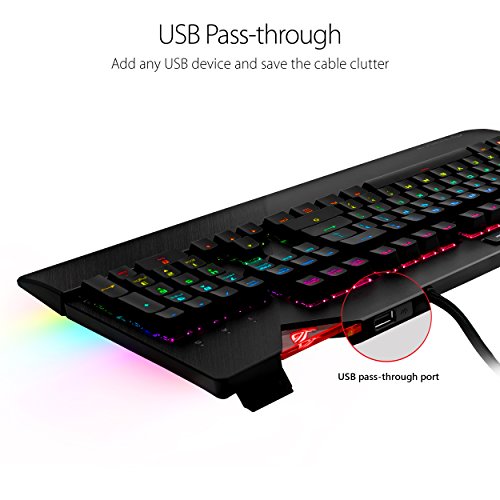 ASUS ROG Strix Flare (Cherry MX Brown) Aura Sync RGB Mechanical Gaming Keyboard with Switches, Customizable Badge, USB Pass Through and Media Controls