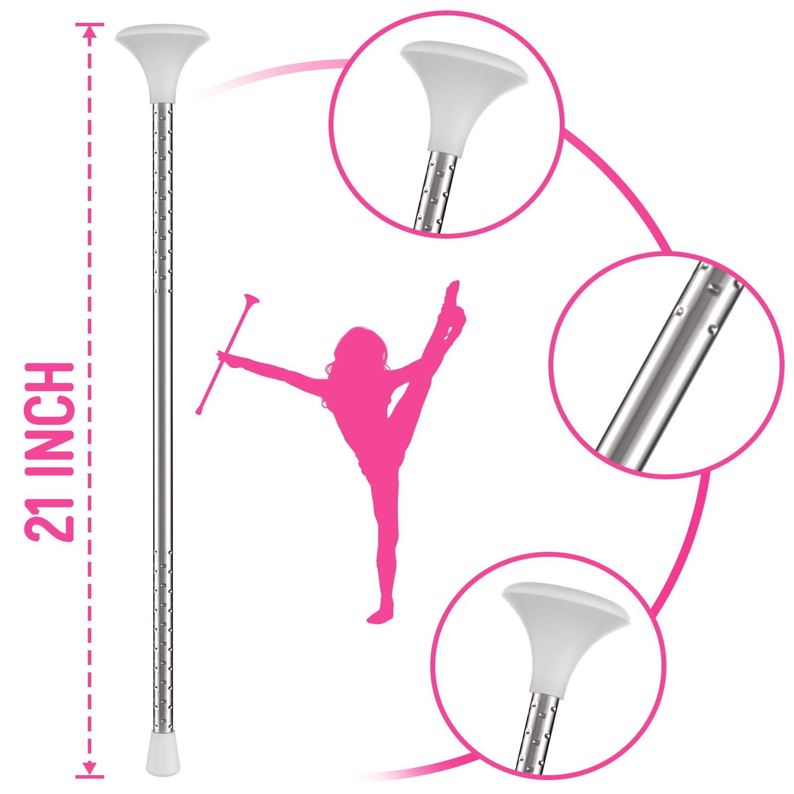 ABOAT 21" White Baton Twirling Marching Batons Mini Shaft Baton Cheerleader Dance Baton (21 inch 1PACK, White)