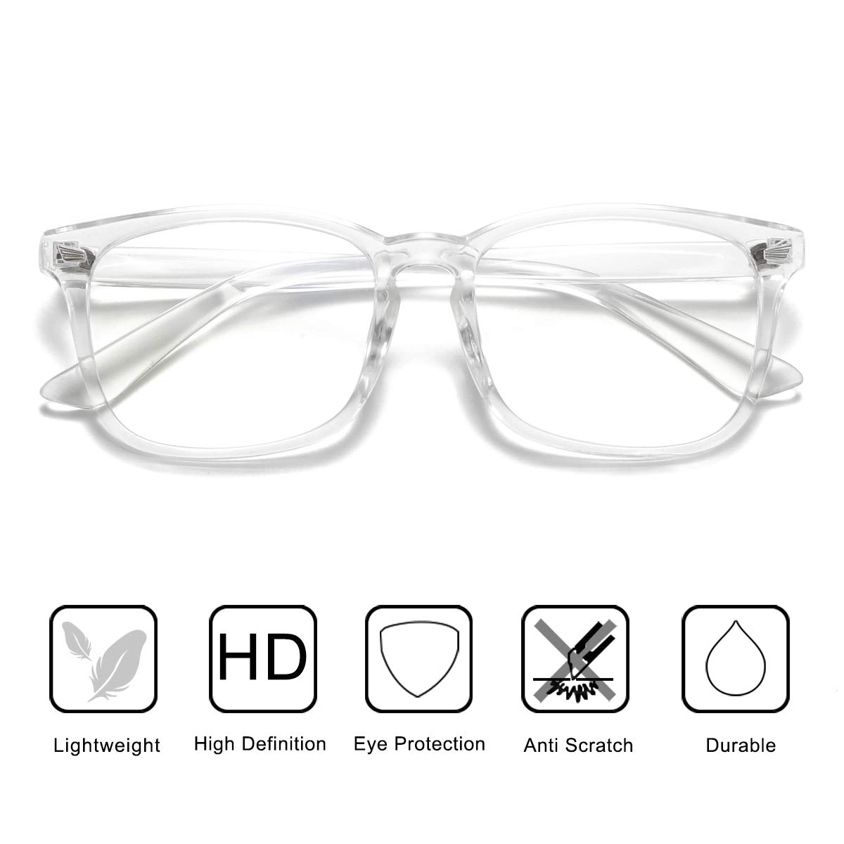aisswzber Unisex Stylish Square Non-Prescription Eyeglasses Clear Lens Glasses