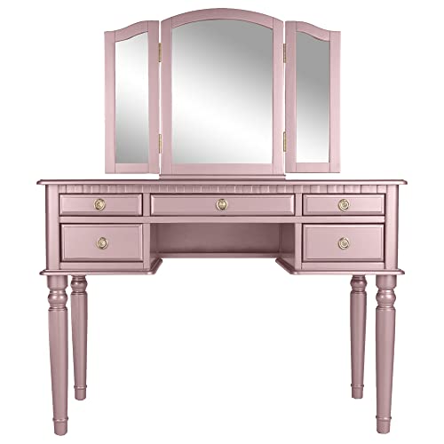 BOBKONA PDEX- Croix Collection Vanity Set With Stool, Rose Gold