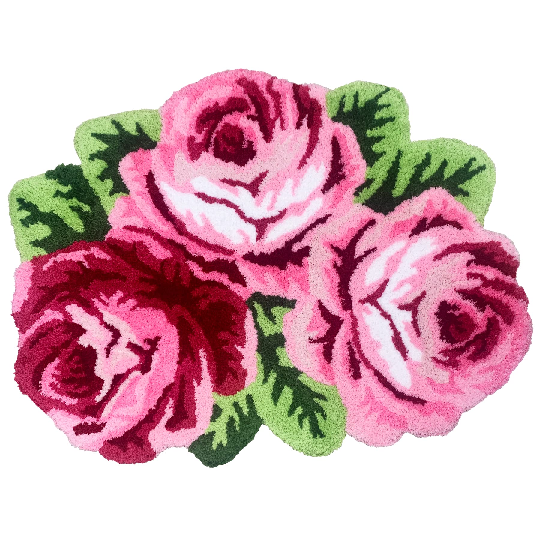 ABREEZE 3 Rose Shaped Rug Pink Roses Rug Shaggy Bath Mat Anti-Slip Mat Personalized Custom Carpets Doormat Bathroom Rug Super Water Absorbent, Machine Washable