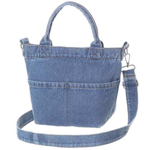 AOCINA Denim Purse Jean Tote Bag for Women Crossbody Shoulder Denim Purses and Handbags for Women(B-Light Blue)