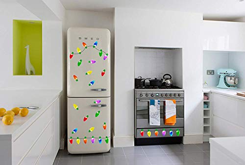 72 Pieces Christmas Car Refrigerator Decorations - 24 Reflective Bulb Light Shaped Magnets 48 Magnetic Wires Ornaments Set Xmas Holiday Cute Decor