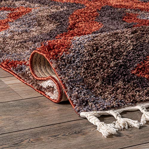 nuLOOM Alexia Abstract Diamond Shaggy Tassel Area Rug, 5' 3" x 7' 6", Multi
