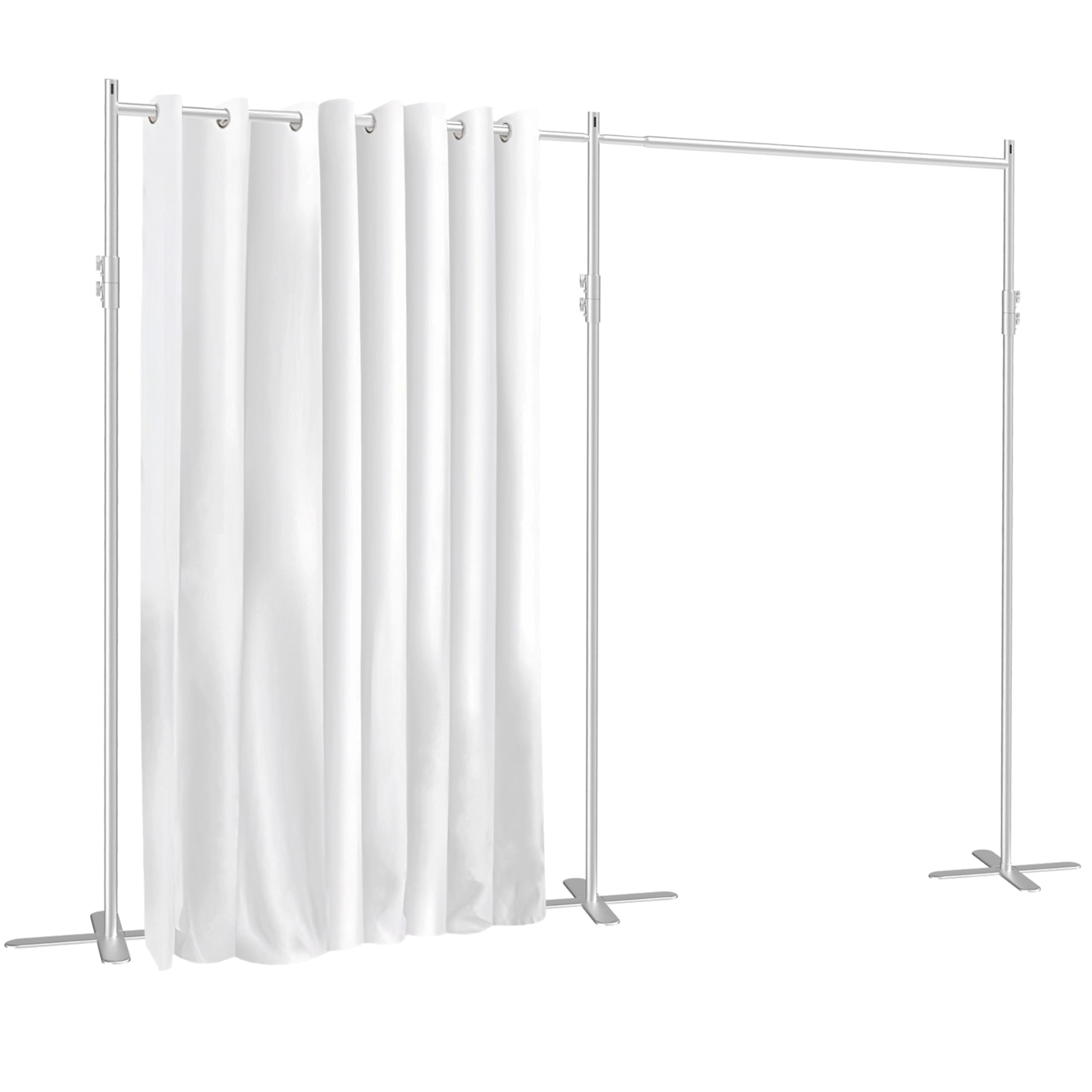 Adjustable Room Divider Rod - 7ft 6in to 12ft Wide, Silver - Perfect for Studio Apartments, Offices, and Bedrooms - Retractable and Freestanding