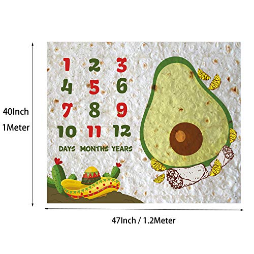 Burrito Baby Month Milestone Blanket for Photo Taken - Avocado Age Blanket