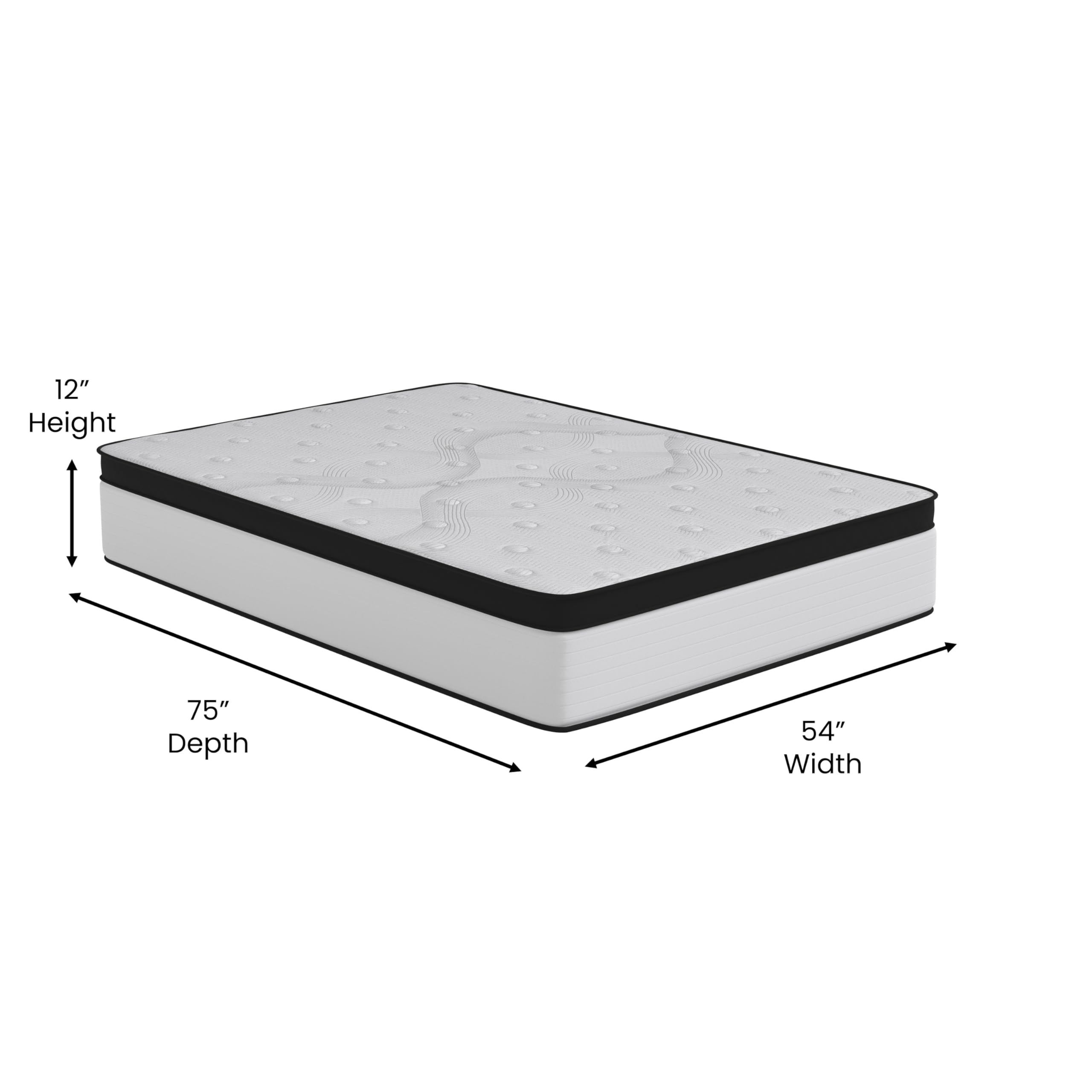 Flash Furniture Capri Comfortable Sleep 12" Hybrid Pocket Spring and Foam Mattress in a Box, Extra Firm Foam Pocket Spring Hybrid Mattress, Full
