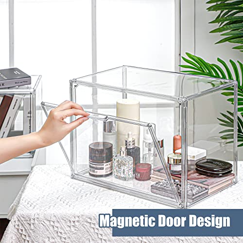 Acrylic Display Case Clear Plastic Purse and Handbag Storage Organizer for Closet, Stackable Acrylic Storage Boxes with Magnetic Door for Collectibles Shoes Wallet Cosmetic Book Toys Display (6 Pack)