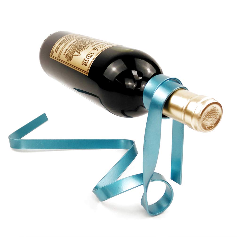 1pc Iron Decoration Rack Suspension Holder Decorative Home Bracket Floating Bottle for Ribbon Wine Novelty Suspended Office Rope Stand Table Silk Sky-blue