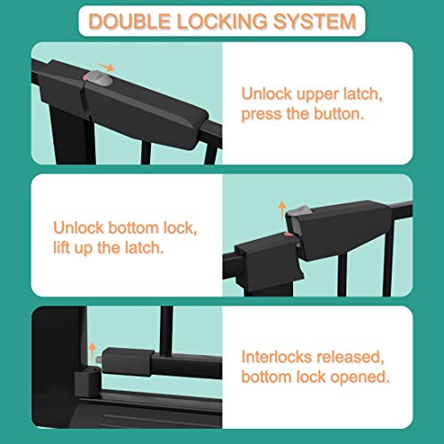 Fairy Baby Narrow Baby Gate for Doorway Stair 22.8"-25.5" Wide Pressure Mounted Pet Gate Walk Thru Child Safety Gate Black
