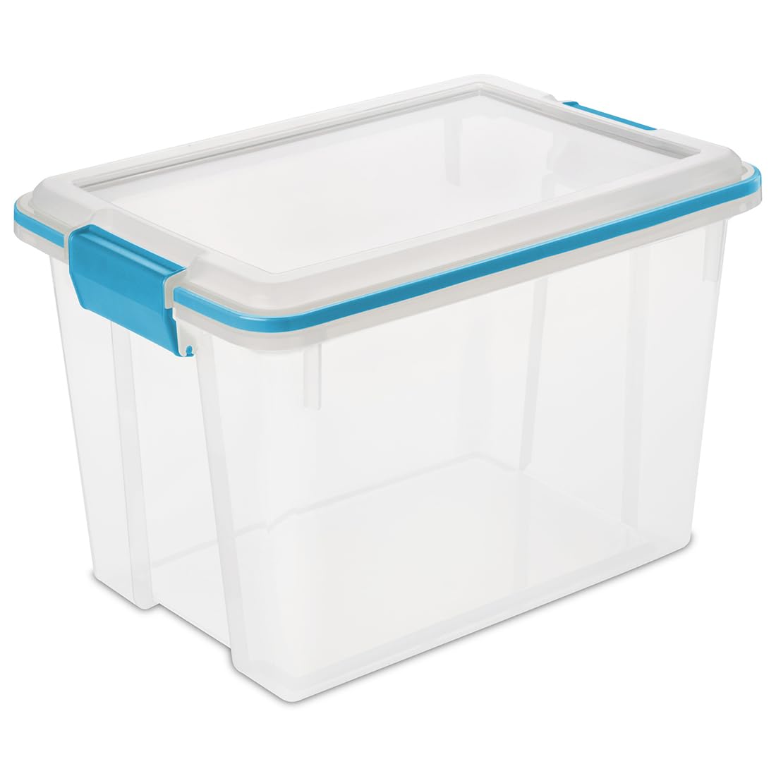 20 Qt. Gasket Box, Plastic Lidded Home Storage Bins, Stackable Storage Container Bin Box Tote with Blue Latching Lid Organizing Solution for Home & Classroom, Set of 6
