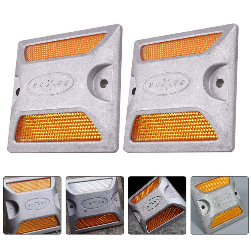 iplusmile Road Reflectors Driveway Marker, Reflective Driveway Marker Reflective Road Pavement Marker Asphalt Stud Markers for Bumps Sidewalks Pedestrian Crossings, 2pcs