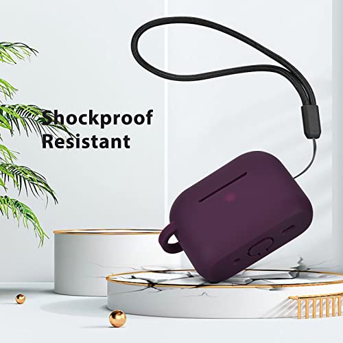 AIRSPO Airpods Pro 2nd Generation Case Cover 2022, Soft Silicone Shockproof Protective Case with Keychain AirPods Pro 2 Lanyard Case (Dark Purple)