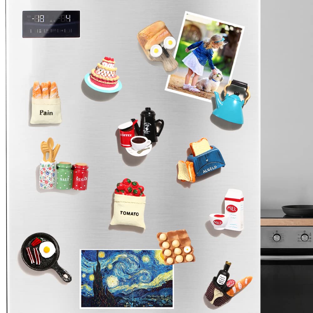 12pcs Food Refrigerator Magnets Food Magnets for Fridge Magnets Decorative Cute Magnets Refrigerator Fridge Magnets for Kitchen Strong Resin Magnets Home Decor Office