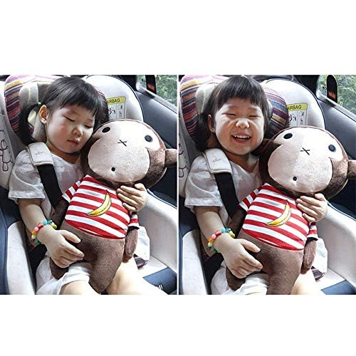 Apomelo Monkey Car Seat Belt Pillow for Head Support Adjustable Seat Strap Shoulder Pads,Neck Support Pillow for Travel Seatbelt Buddy, Banana Monkey