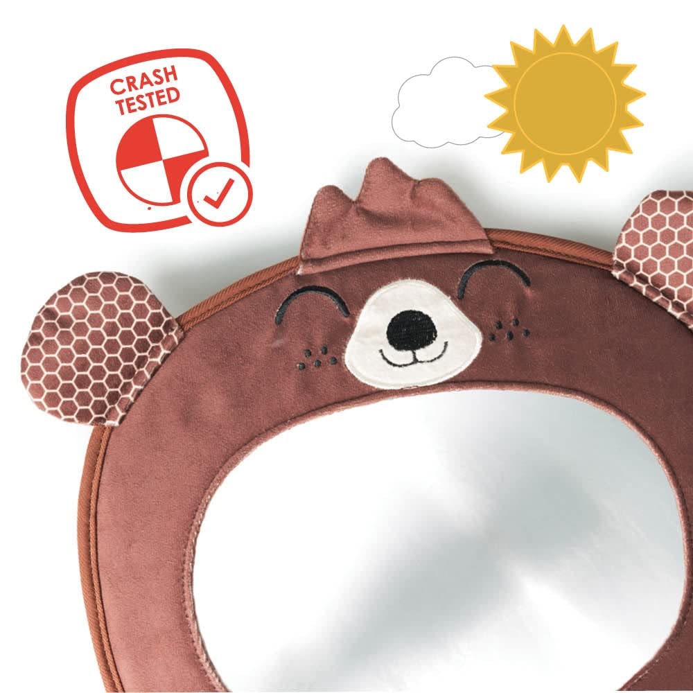 Diono Easy View Bear Character Baby Car Mirror, Safety Car Seat Mirror for Rear Facing Infant, Fully Adjustable, Wide Crystal Clear View, Shatterproof, Crash Tested