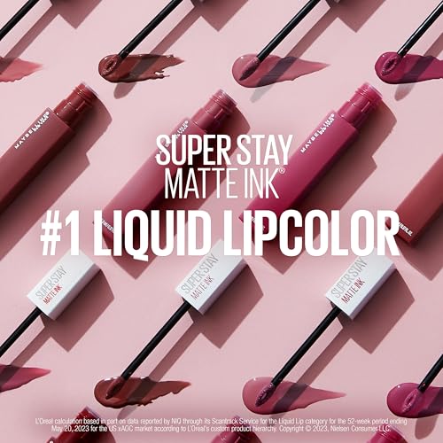 Maybelline Super Stay Matte Ink Liquid Lipstick Makeup, Long Lasting High Impact Color, Up to 16H Wear, Shot Caller, Bright Pinky Red, 1 Count