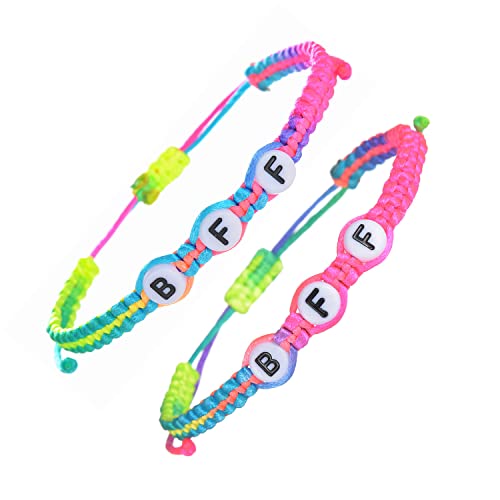 2 Sets Best Friend Bracelets Matching Bff Adjustable Cord Bracelet for Bff Friendship Relationship Women Girlfriend Boyfriend Matching Relationship Inspirational Valentines Graduation Gifts for Her