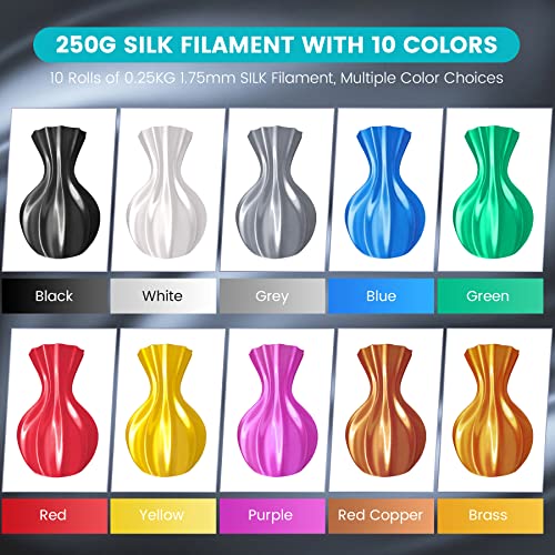 2500g 3D Printer Filament Bundle Multicolor, SUNLU Silk Filament&SUNLU PLAPLUS Filament, 10 Pack+8 Pack