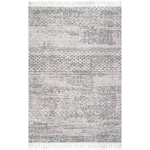 nuLOOM Lira Textured Geometric Tassel Area Rug, 9' x 12', Grey