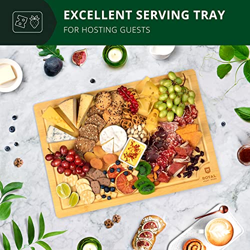 Bamboo Cutting Boards for Kitchen - Kitchen Chopping Board for Meat (Butcher Block) Cheese and Vegetables | Wooden Cutting Board Heavy Duty Serving Tray with Handles (XXXL, 24" x 18")