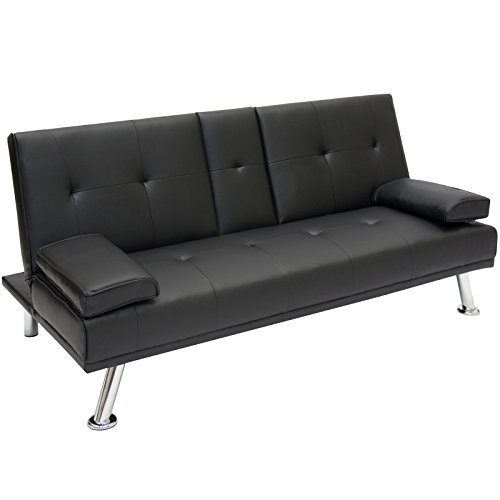 BUY JOY Entertainment Furniture Futon Sofa Bed Fold Up Down Recliner Couch Cup Holders
