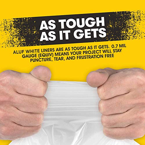 Aluf Plastics 33 Gallon Trash Bags, 33" x 39" , White (Pack of 150) - For Bathroom, Household, Office, and Lightweight Garbage - Coreless Rolls