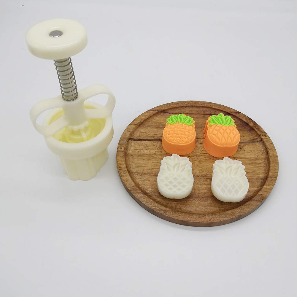 2pcs 25g Cookie Stamps Pineapple Shape, Thickness Adjustable Moon Cake Mold Set Festival DIY Hand Press Cookie Dessert Cutter Pastry Decoration Tool Maker