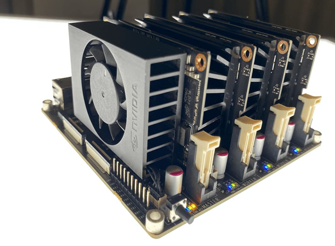 seeed studio Jetson Mate with Case&Cooling Fan, Compatible with NVIDIA Jetson Nano/NX, Jetson Nano/NX Carrier Board for GPU Cluster GPU Server and Homelab.