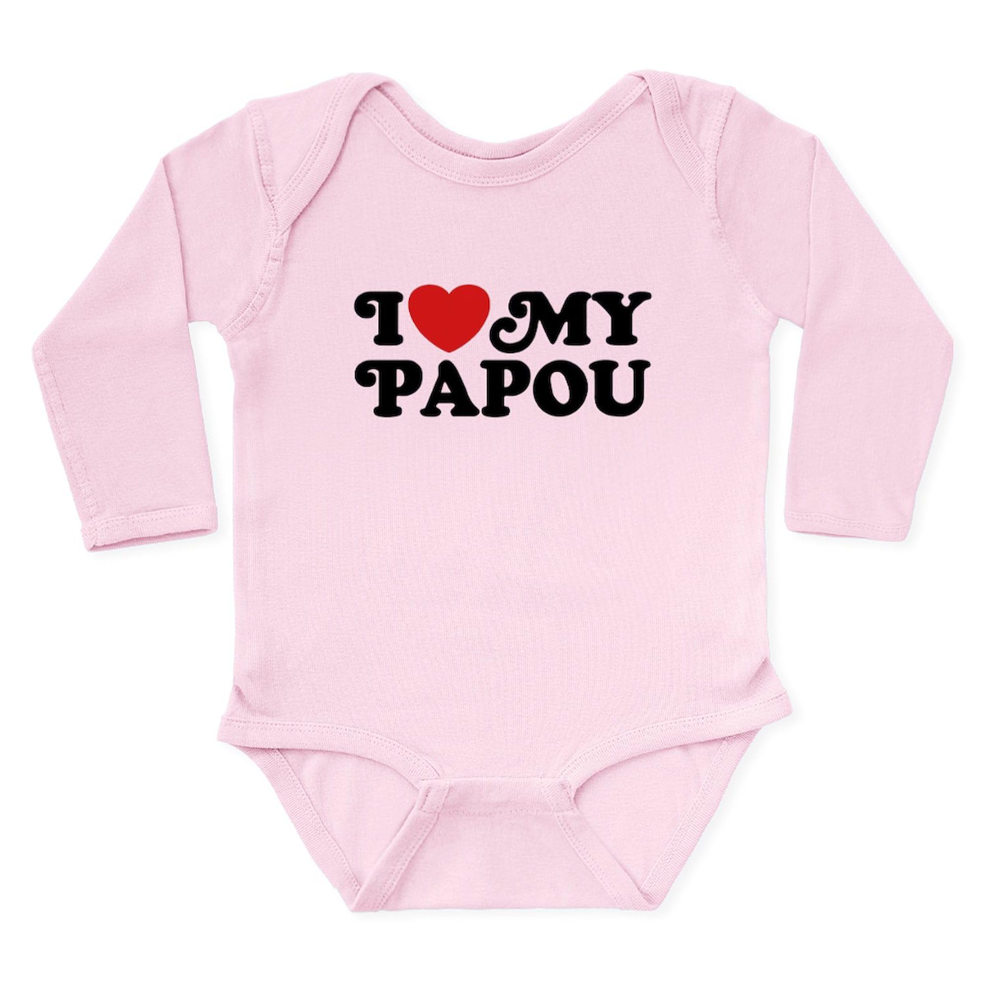 CafePress I Love My Papou Long Sleeve Infant Bodysuit Unisex Long Sleeve Baby Bodysuit Infant Romper Petal Pink