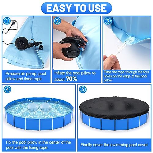2pcs 4ft Dia. Pool Air Pillows for Above Ground Pools & Patio Furniture Cover Airbag - Winter Closing Winterizing Kit with Ropes, Thicken PVC Ice Equalizer Support Swimming Pool Covers