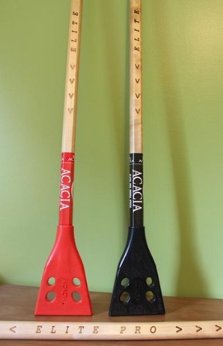 ACACIA Elite Pro Broomball Sticks, Natural Wood/Red