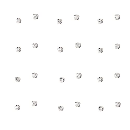 12Pcs Magnetic Crystal Stud Earrings Face Magnetic Clip Non Piercing Earrings Nose Lip Ring Clip on Cubic Zirconia Tragus for Women Men Non Piercing Jewelry-white 3mm(24pcs)