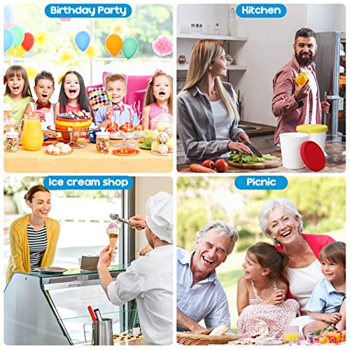 6 Pieces Ice Cream Containers for Homemade Ice Cream 1 Quart Reusable Ice Cream Storage Containers for Freezer with Silicone Lids Easy Stacking Large Ice Cream Tubs Storage for Frozen Yogurt Gelato