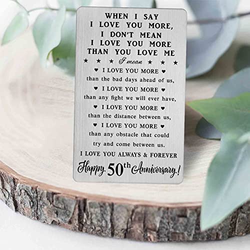 50th Happy Anniversary Card Gifts, 50th 50 Year Anniversary Romantic Wallet Card Gifts for Husband Wife