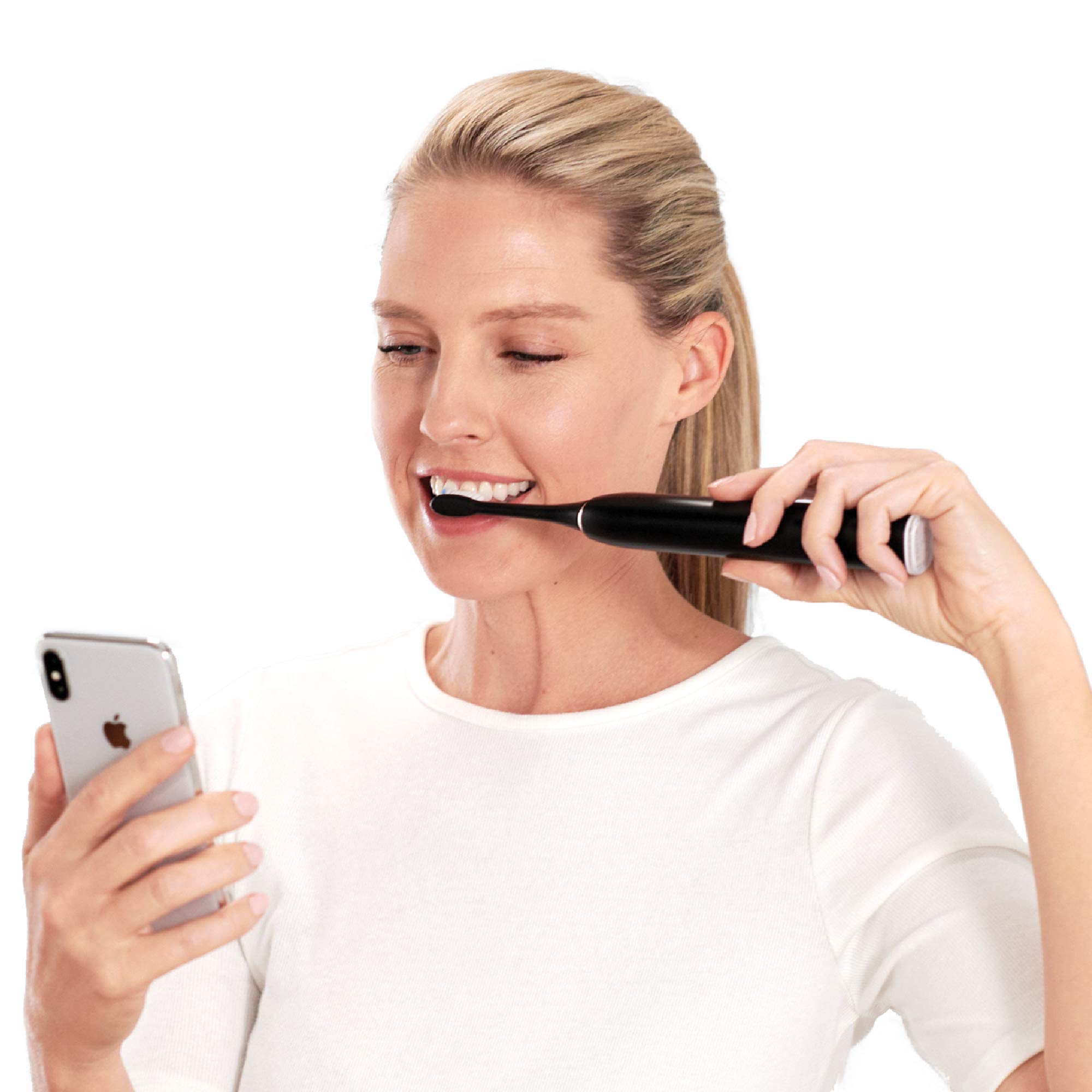 Blu Smart Electric Toothbrush, Sonic Power Toothbrush with Interactive Live Tracking App for Adults (Black)