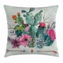 Ambesonne Cactus Throw Pillow Cushion Cover, Spring Garden Boho Style Bouquet of Thorny Plants Blossoms Arrows Feathers, Decorative Square Accent Pillow Case, 20" X 20", Mint Green