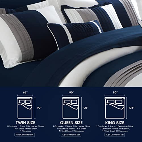 Chic Home 10 Piece Ayelet Comforter Set, King, Turquoise